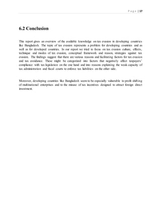 Report on tax Evasion in Bangladesh | PDF