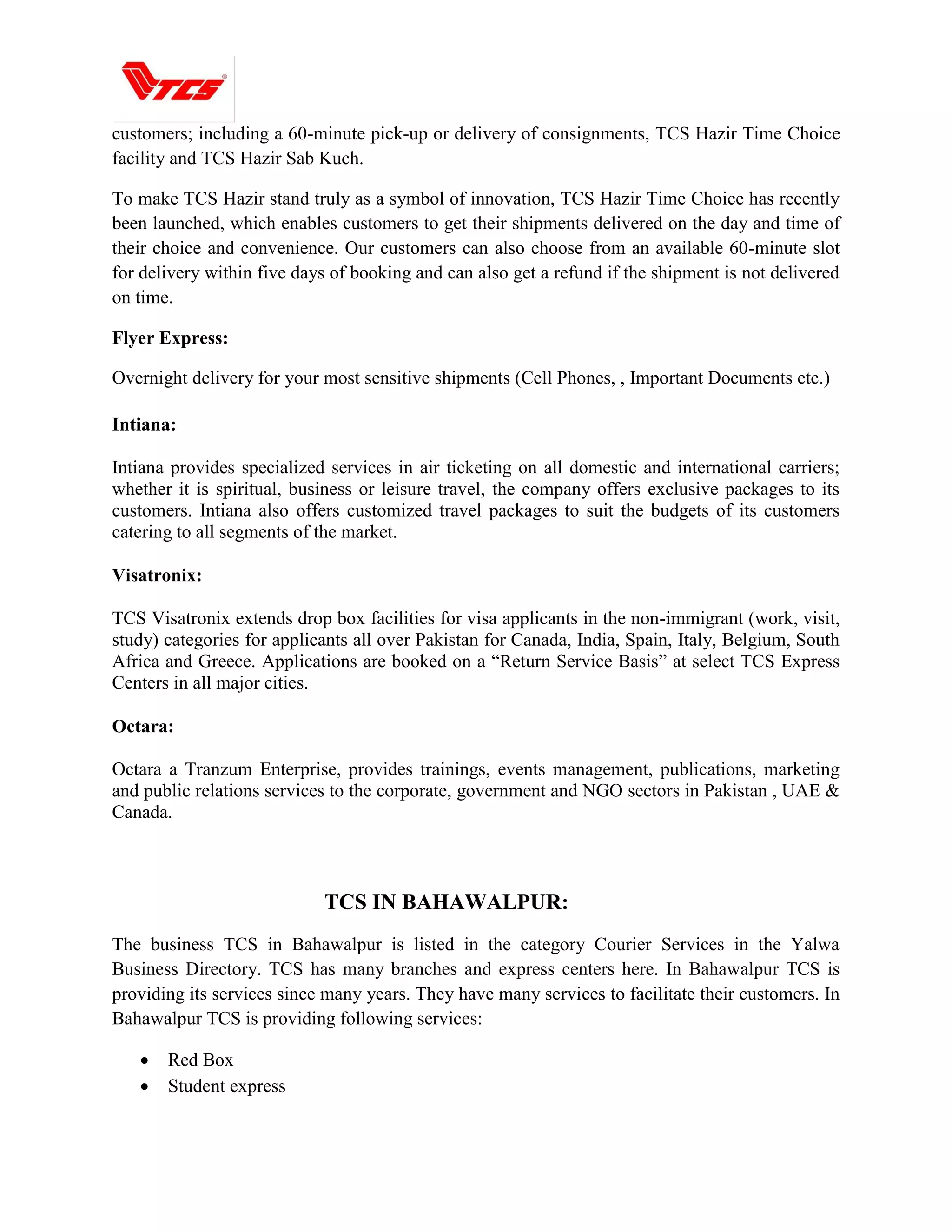 Report on TCS Pakistan/Bahawalpur | PDF