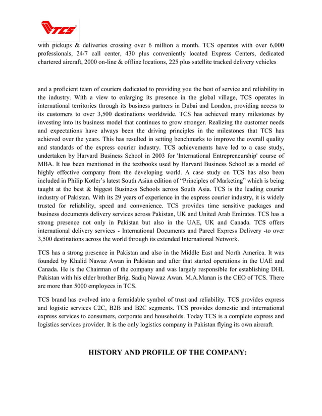 Report on TCS Pakistan/Bahawalpur | PDF