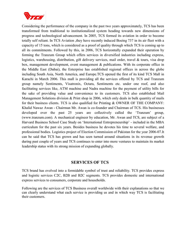 Report on TCS Pakistan/Bahawalpur | PDF