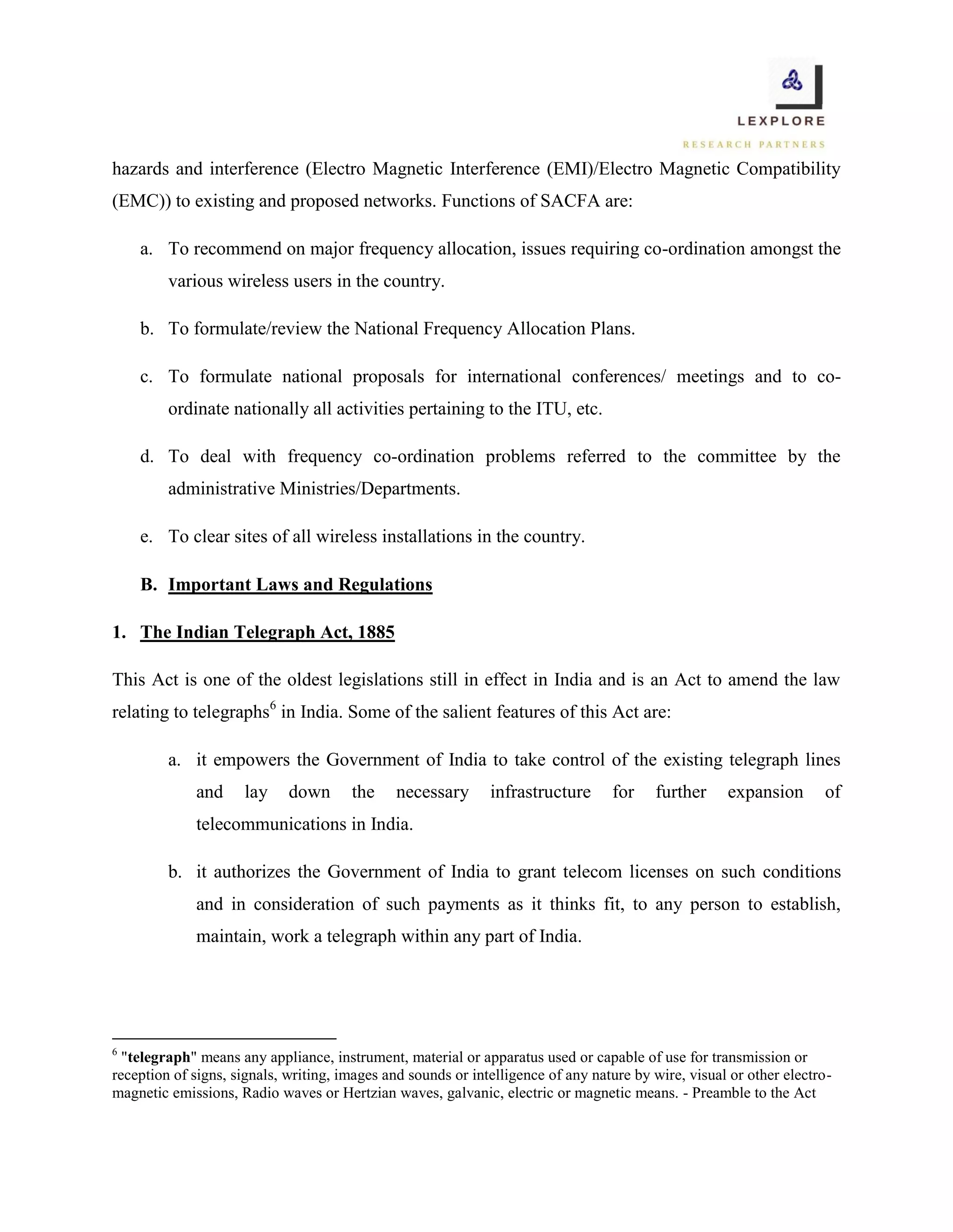 Telecom regulatory framework and legislation in India | PDF