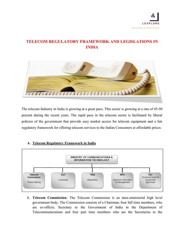 Telecom regulatory framework and legislation in India | PDF