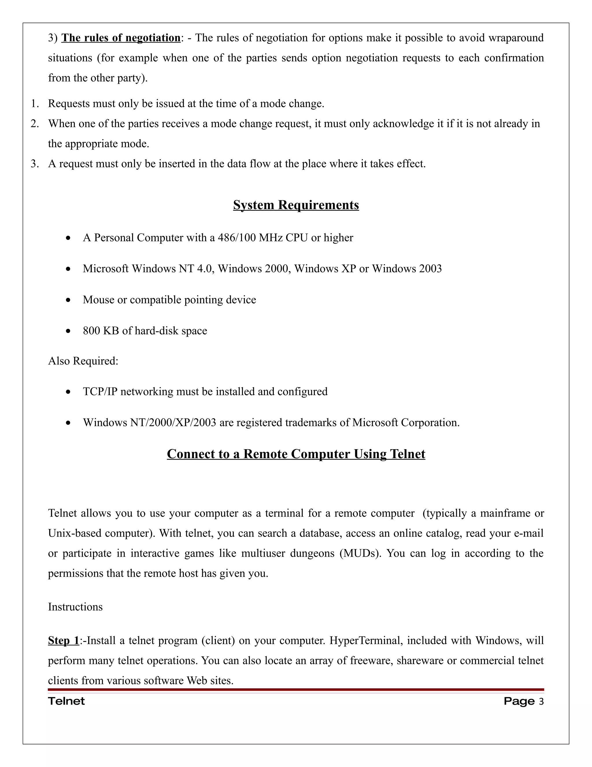 Report on telnet | DOC
