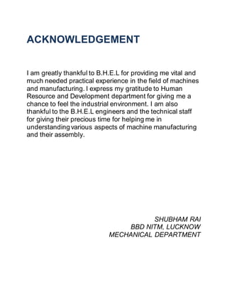 Report on water turbine manufacturing | DOCX