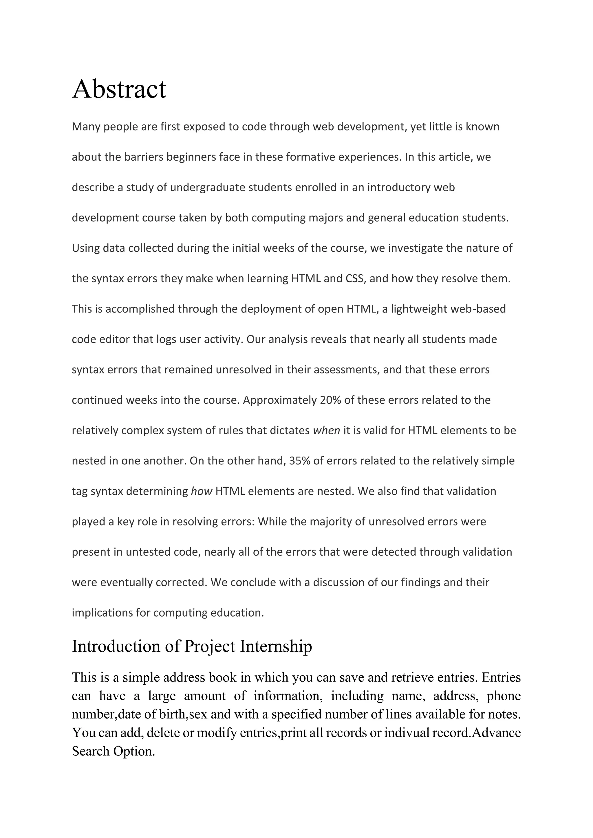 Report on web development | PDF