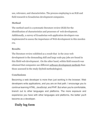 Report on web development | PDF