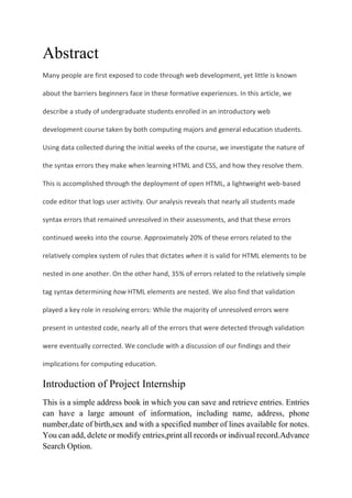 Report on web development | PDF