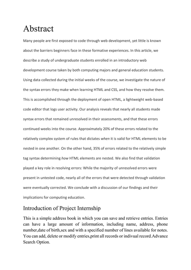 Report on web development | PDF | Web Design and HTML | Internet