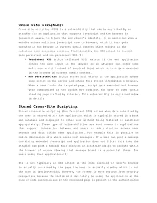 Report on xss and do s | PDF