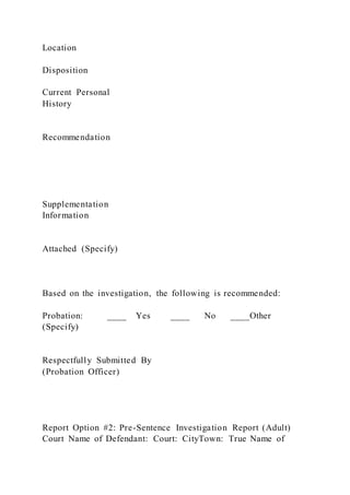 Report option #2 pre sentence investigation report (adult) | PDF