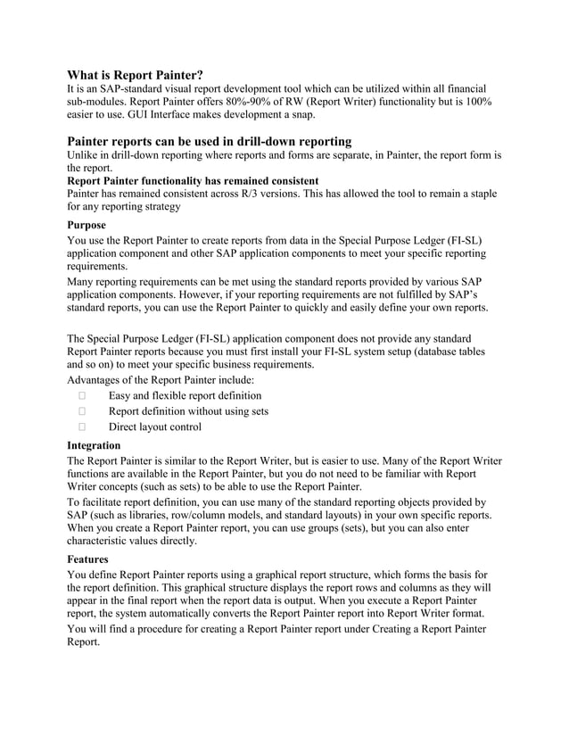 Report painter in SAP | DOCX | Painting | Arts and Crafts