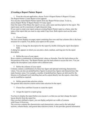 Report painter in SAP | DOCX