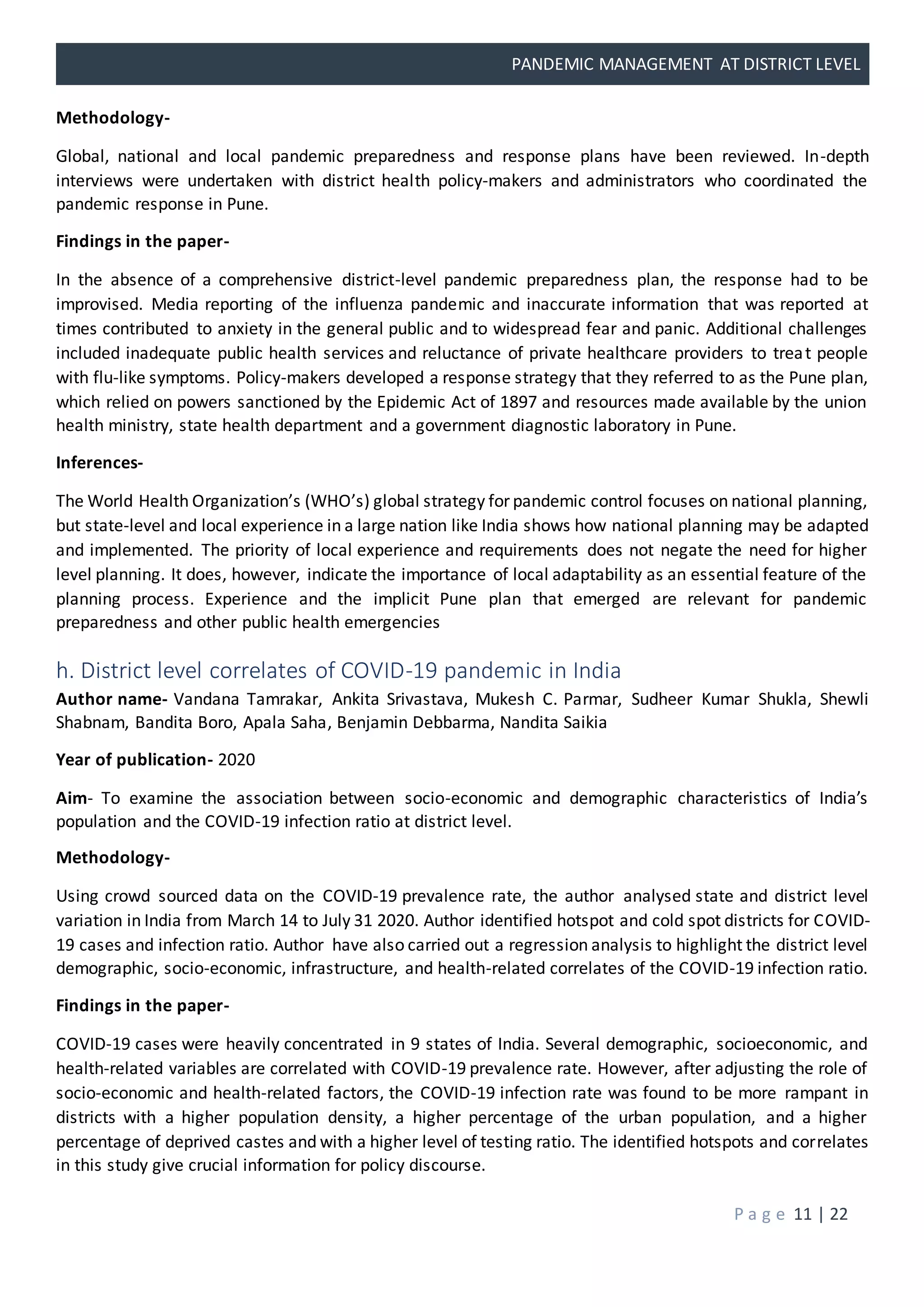 PANDEMIC MANAGEMENT AT DISTRICT LEVEL | DOCX