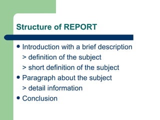 Report paragraph | PPT