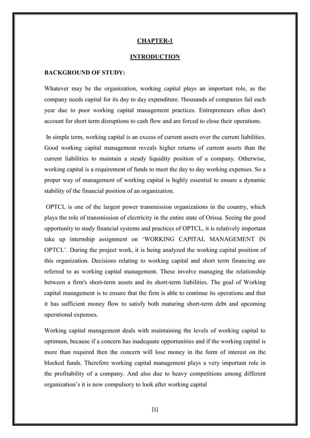 PROJECT ON WORKING CAPITAL MANAGEMENT | DOCX