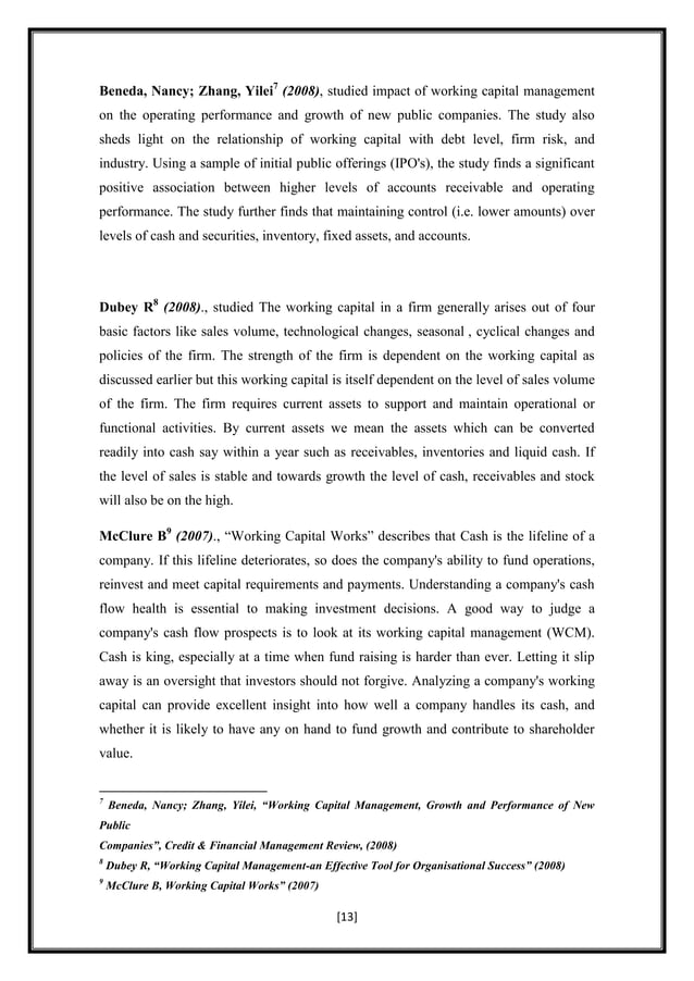 PROJECT ON WORKING CAPITAL MANAGEMENT | DOCX