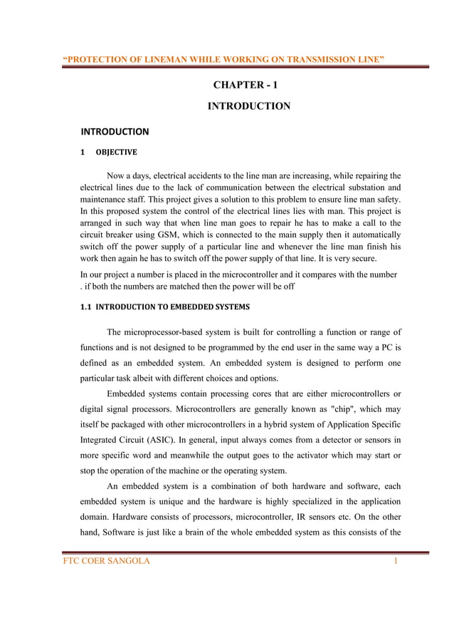 protection on lineman while working on transmission line report | PDF