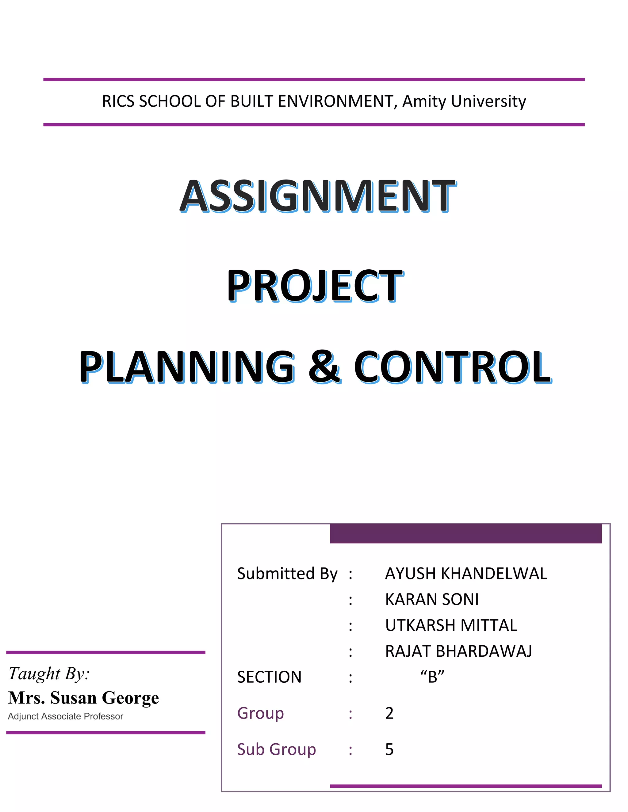 Project Planning And Control Club house design with MSP | PDF