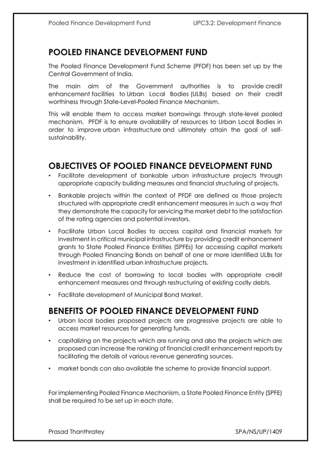 Pooled Finance Development Fund | PDF | Civil Engineering Industry ...