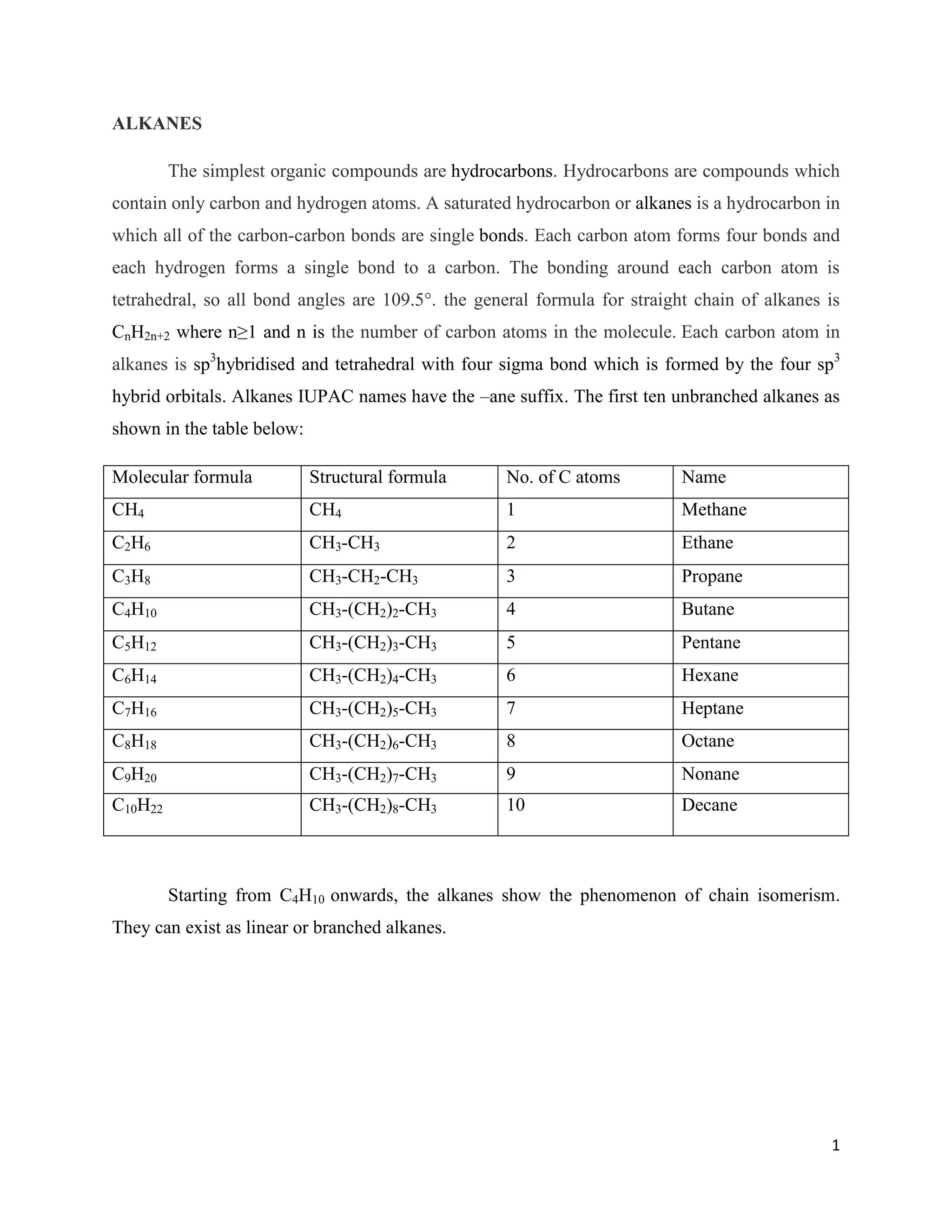 Alkanes | DOCX