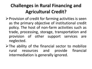 Rural Financial Markets and Agricultural Credit | PPT
