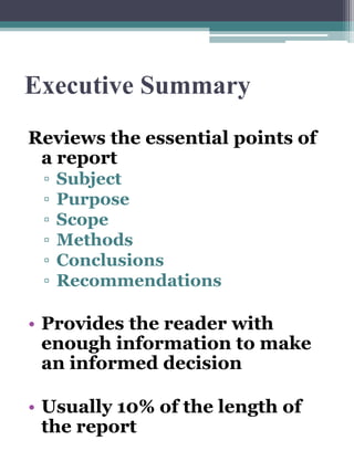 Recommendation Report Front Matter | PPTX