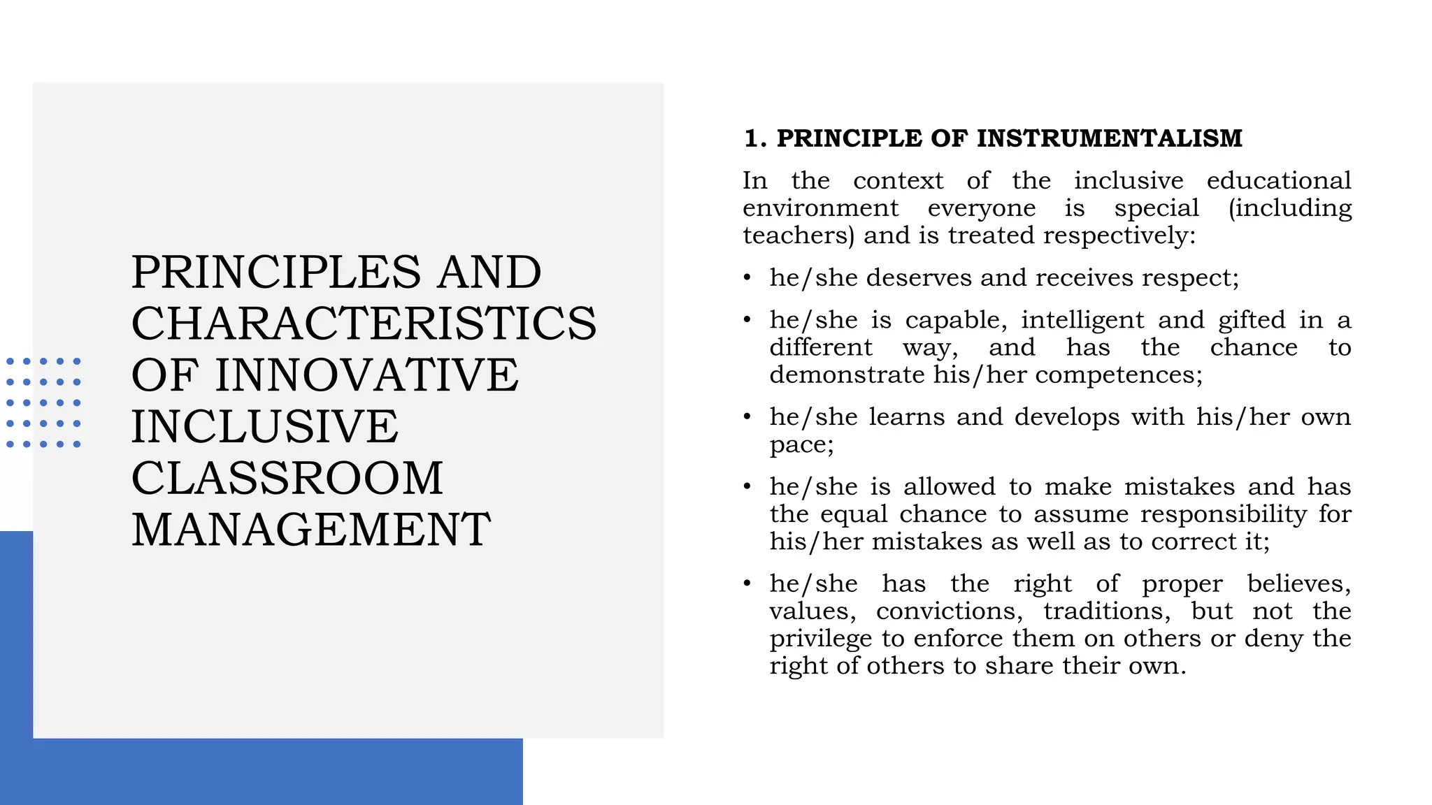 Principles and Characteristics of Innovative Classroom Management | PPTX