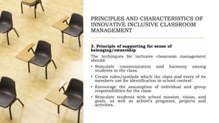 Principles and Characteristics of Innovative Classroom Management | PPTX