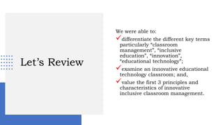 Principles and Characteristics of Innovative Classroom Management | PPT