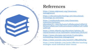 Principles and Characteristics of Innovative Classroom Management | PPT