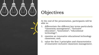 Principles and Characteristics of Innovative Classroom Management | PPTX