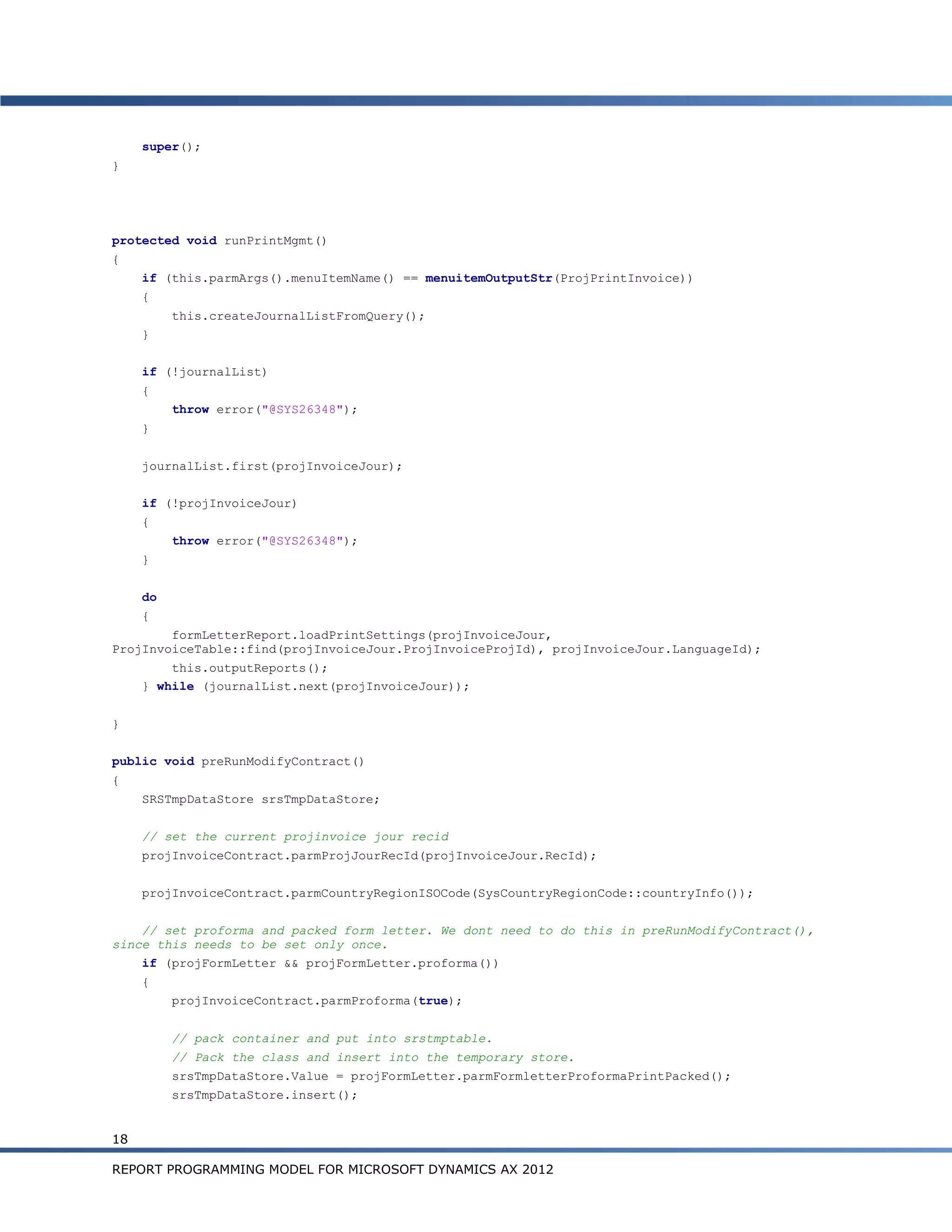 Report programming model for microsoft dynamics ax 2012 | PDF