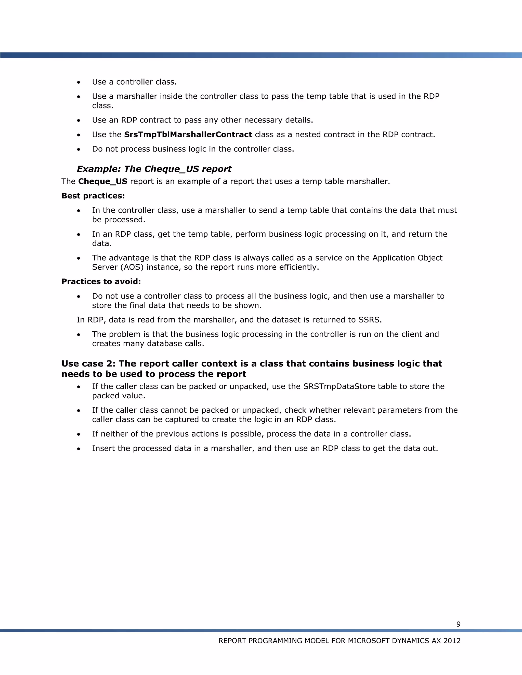 Report programming model for microsoft dynamics ax 2012 | PDF