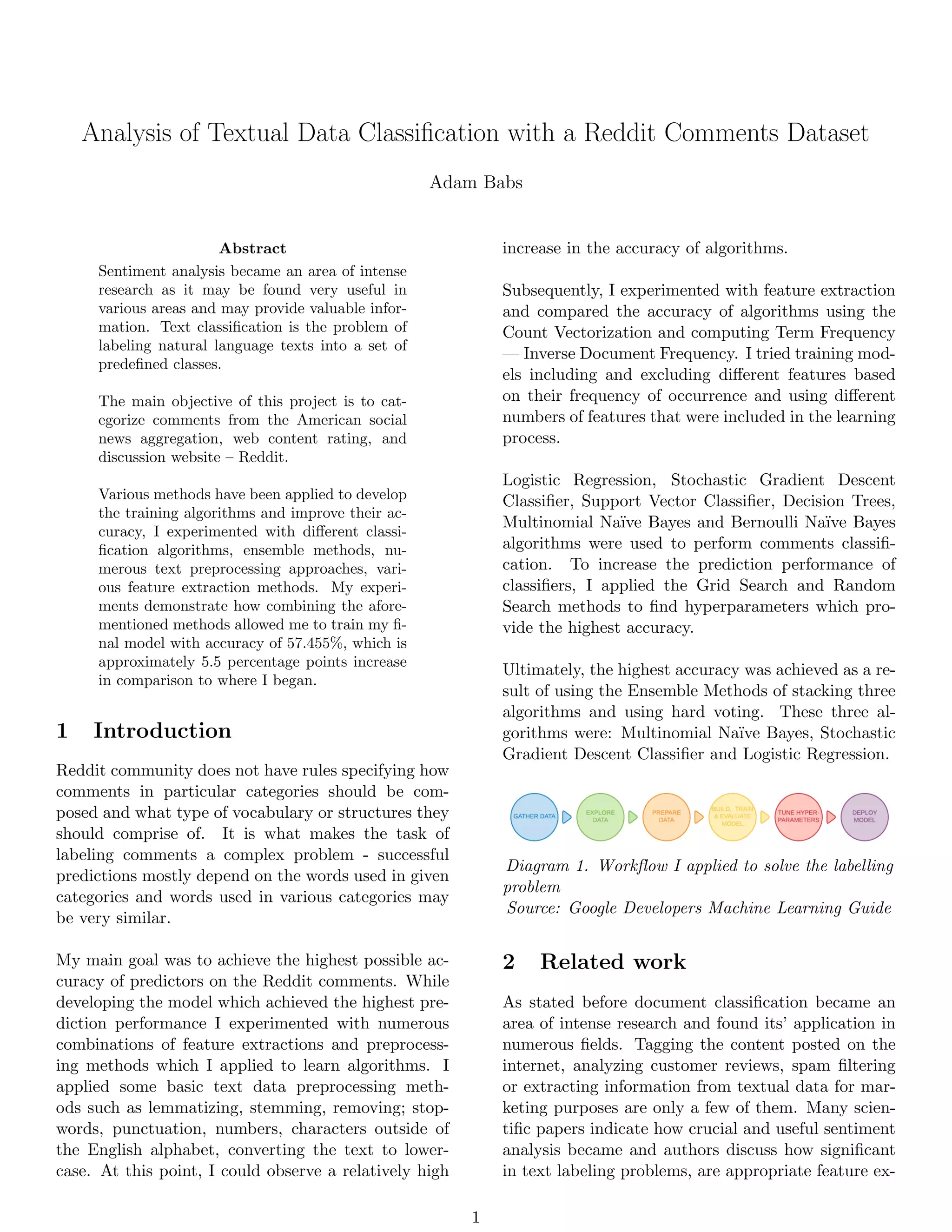 Analysis of Textual Data Classification with a Reddit Comments Dataset ... Analysis of Textual Data Classification with a Reddit Comments Dataset ...