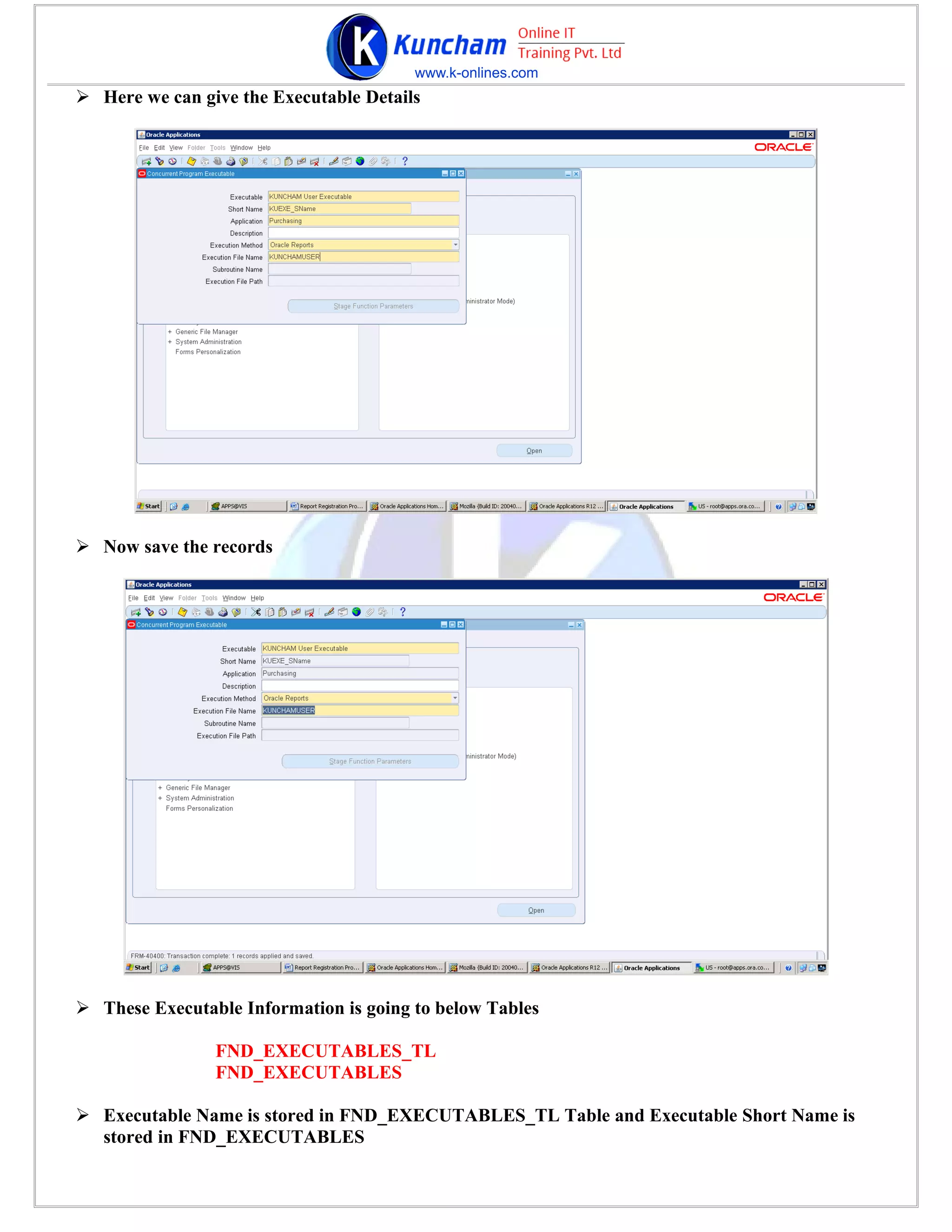 Report Registration Steps with effected tables in ORACLE Applications ...