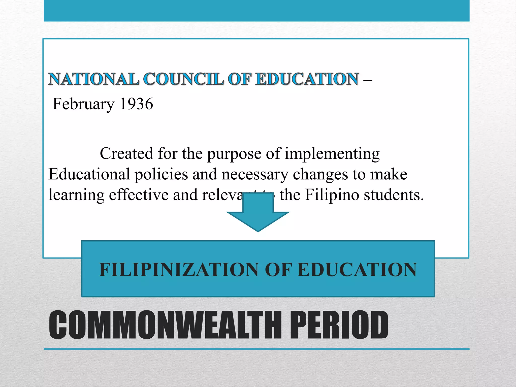 LEGAL BASIS OF EDUCATION: AMERICAN REGIME TO COMMONWEALTH PERIOD | PPTX