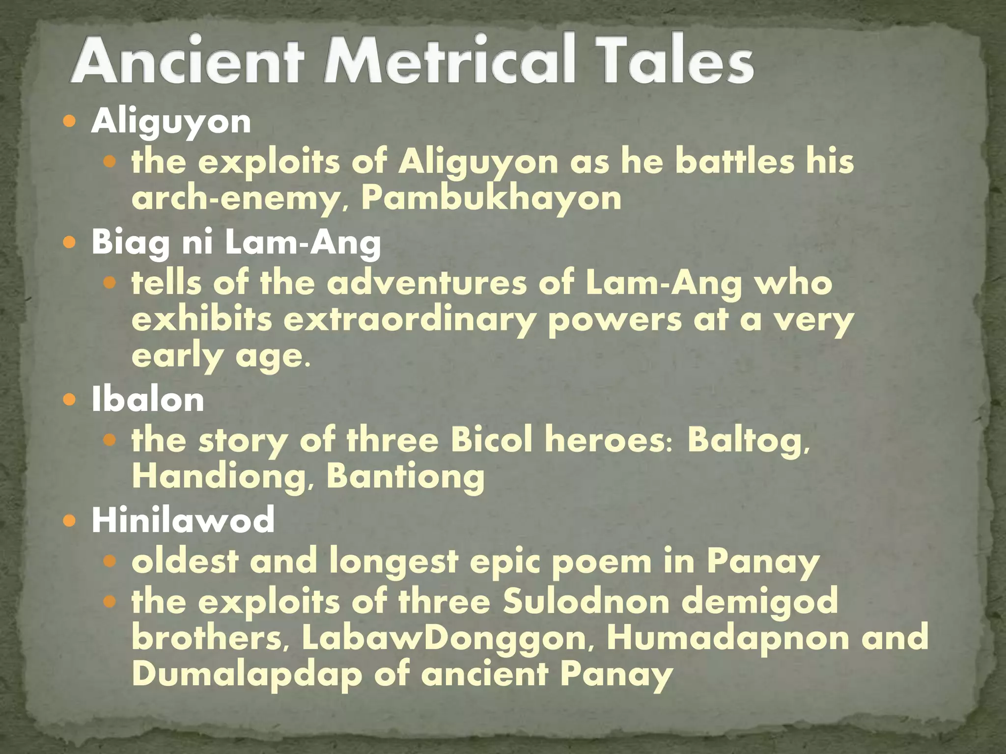 Literary History of the Philippines (Pre-Colonialism Period) | PPTX