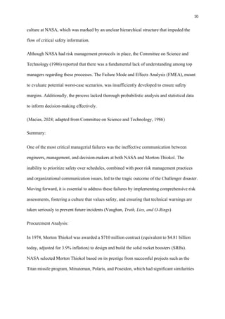 Risk Management Analysis of the Space Shuttle Challenger Disaster | DOCX