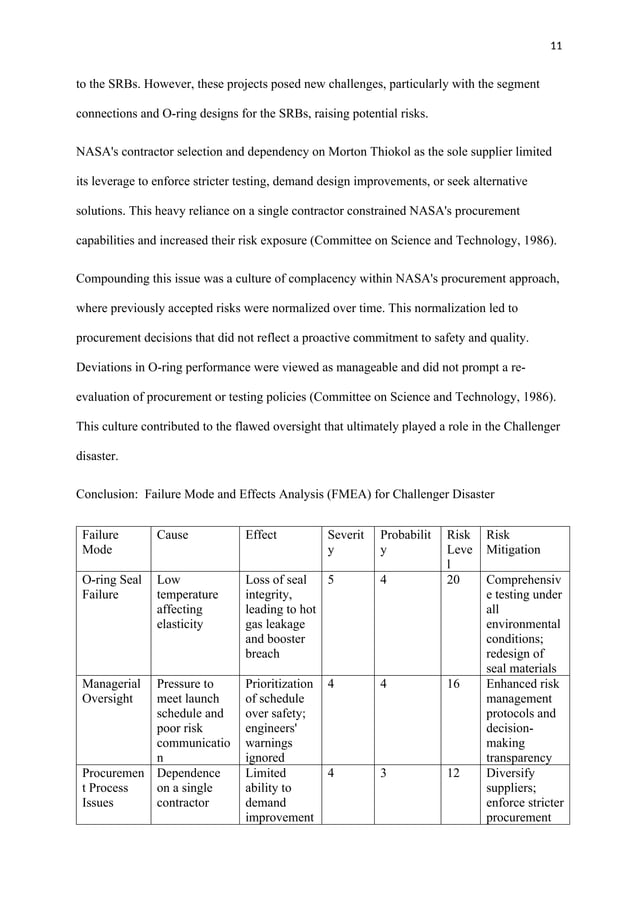 Risk Management Analysis of the Space Shuttle Challenger Disaster ...