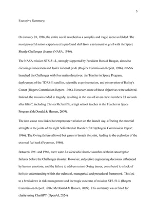 Risk Management Analysis of the Space Shuttle Challenger Disaster | DOCX