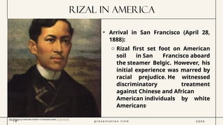 Dr. Jose Rizal Travel in Hong Kong, Japan, and America | PPTX