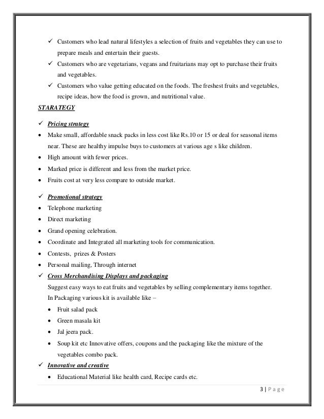 Report in retail on Fresh Vegetables and fruits