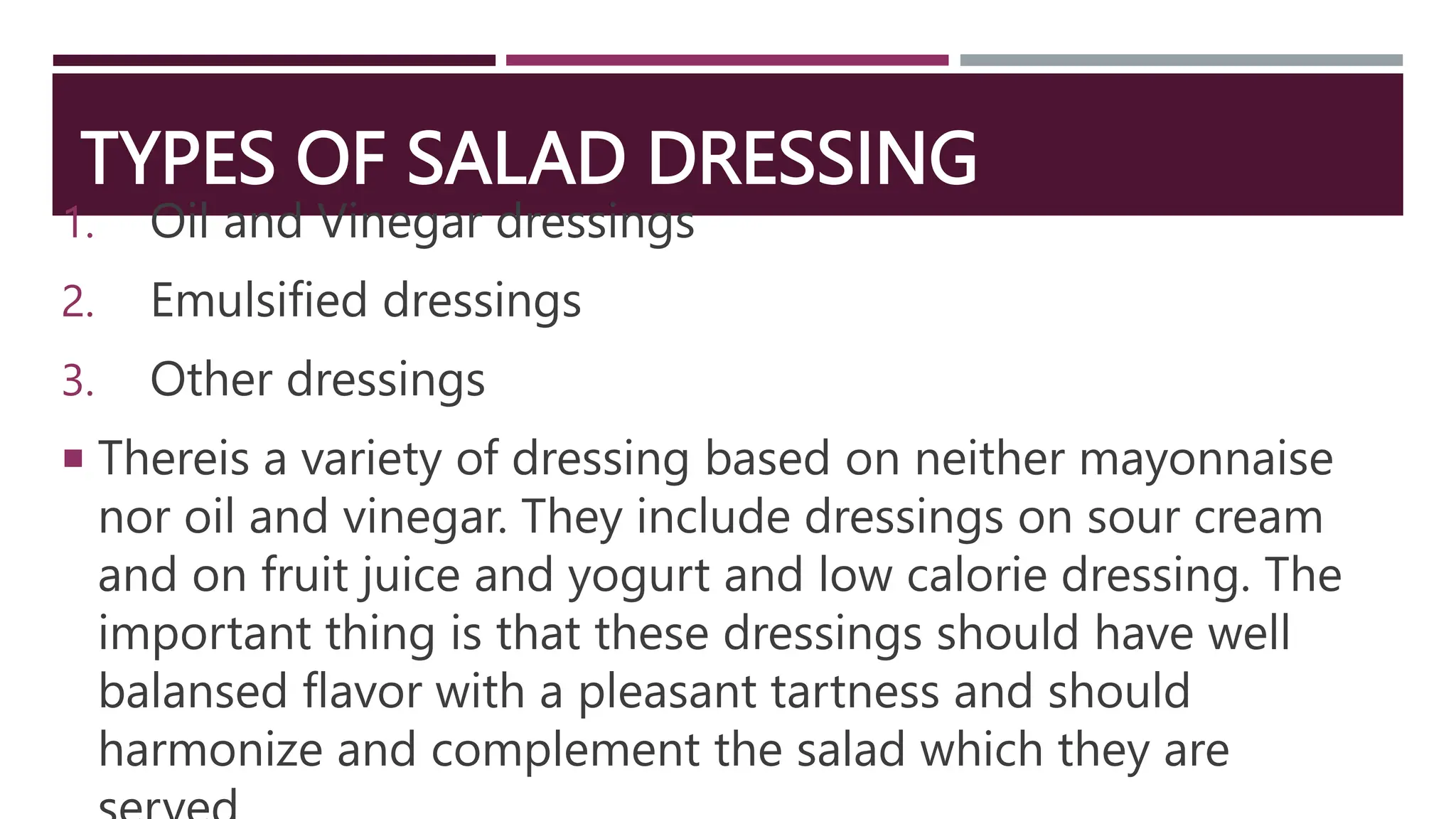 SALAD DRESSING PRESENTATION for Cookery pptx | PPTX