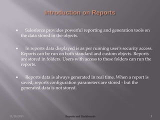 Reports and dashboards @salesforce | PPTX