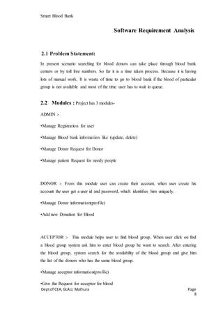 Report on Smart Blood Bank project | DOCX