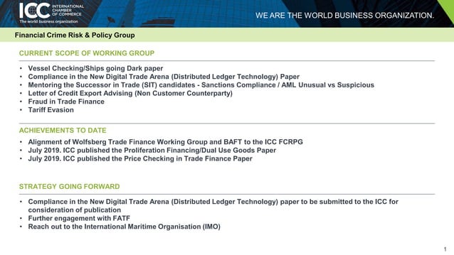 Reports from ICC BC Task Forces - Financial Crime Risk - Graham Baldock ...
