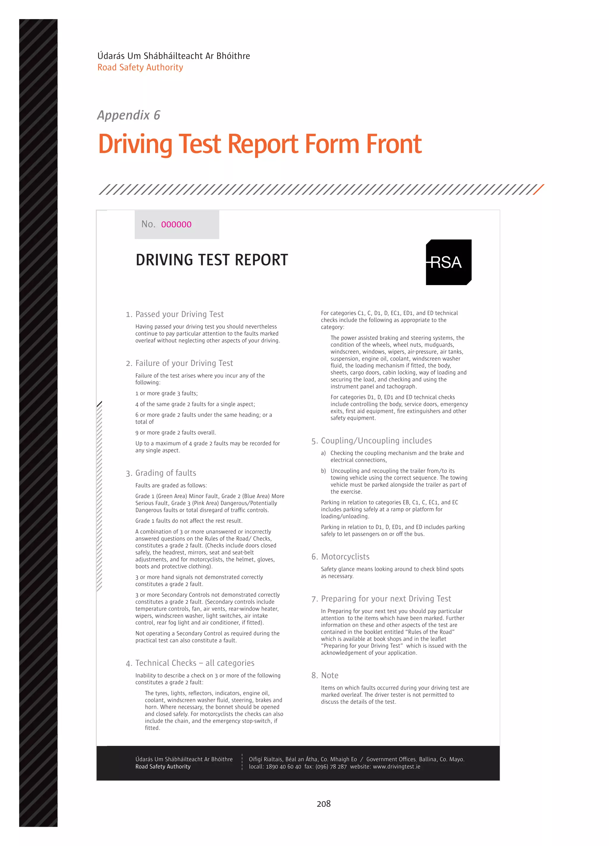 Driving test Reportsheet | PDF | Motorcycles | Automotive