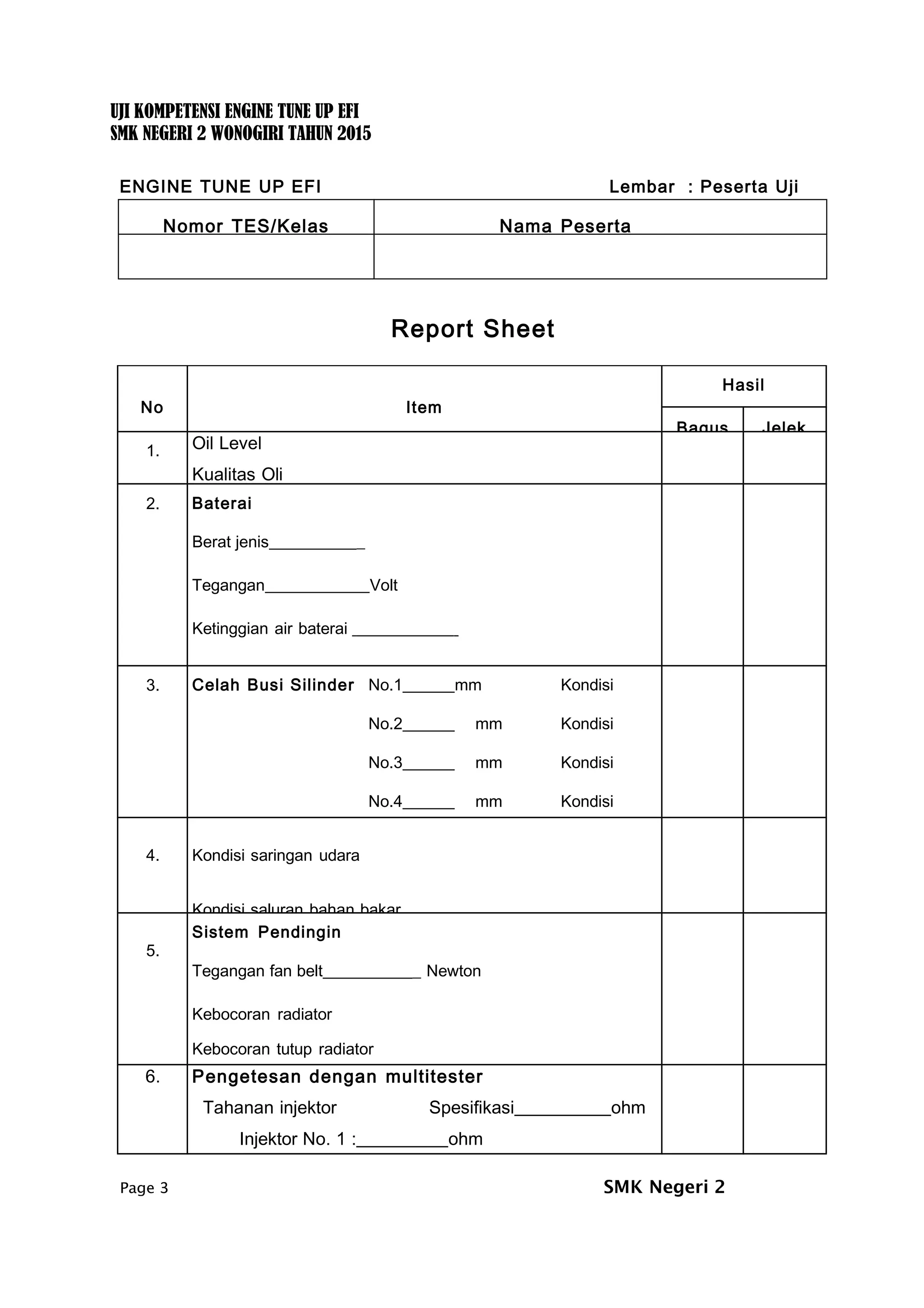 Reportsheet etu efi semgasal | DOC