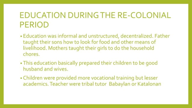 Education in Pre-colonial period | PPTX | Education