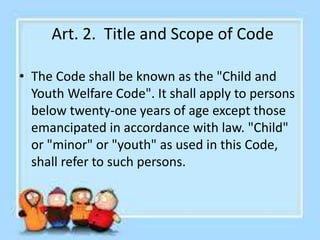 Child and youth welfare code | PPTX